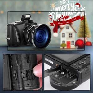 Monitech Digital Camera for Photography and Video,4K 48MP Vlogging Camera for YouTube with 2 Batteries,32GB SD Card, 16x Digital Zoom, 3.0 inch Screen,Compact Camera for Beginner