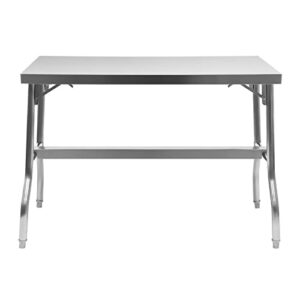 Stainless Steel Kitchen Prep Table, 48 x 24 Inches Folding Commercial Worktable Workstation, 1102 lbs Load, Heavy-Duty Kitchen Work Table w/Under Shelf, Kitchen Island for Restaurant Home Outdoor BBQ