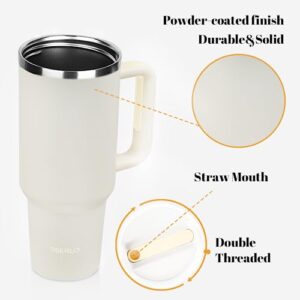 40 Oz Tumbler with Handle, Leak-proof Lid and Draw, Double Layer Reusable Insulated Vacuum Cup Stainless Steel Travel Coffee Mug, Thermo for Hot and Cold Beverages