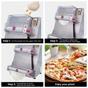 Hakka Pizza Dough Roller Sheeter - Professional Grade with Adjustable Thickness and Size, 370W, 110V