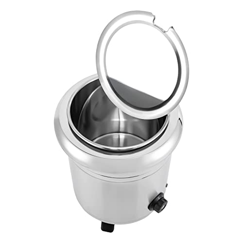 Commercial Soup Kettle - 10QT Electric Countertop Food Soup Warmer Round Restaurant Soup Kettle with Temp Control Stainless Steel Hinged Lid Detachable Pot for Home, Catering, Restaurants, Silver 400W