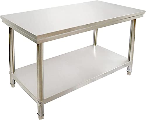 Commercial Kitchen Work Catering Table for Hotel, Kitchen Work Table Commercial Stainless Steel Worktable Work Bench with Adjustable Table Foot Scratch Resistent Rack (Size : 80x80x80cm)