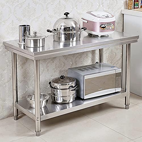 Commercial Kitchen Work Catering Table for Hotel, Kitchen Work Table Commercial Stainless Steel Worktable Work Bench with Adjustable Table Foot Scratch Resistent Rack (Size : 80x80x80cm)