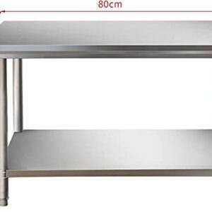 Commercial Kitchen Work Catering Table for Hotel, Kitchen Work Table Commercial Stainless Steel Worktable Work Bench with Adjustable Table Foot Scratch Resistent Rack (Size : 80x80x80cm)