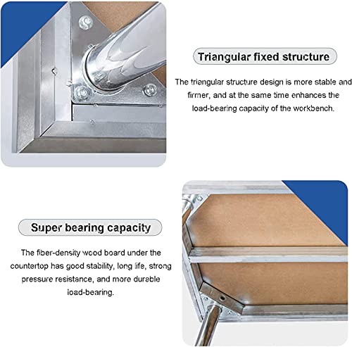 Commercial Kitchen Work Catering Table, Stainless Steel Table for Prep & Work with Caster Wheels Commercial Heavy Duty Table for Restaurant, Home and Hotel Rack (Size : 60x60x85cm)