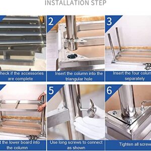 Commercial Kitchen Work Catering Table, Stainless Steel Table for Prep & Work with Caster Wheels Commercial Heavy Duty Table for Restaurant, Home and Hotel Rack (Size : 60x60x85cm)