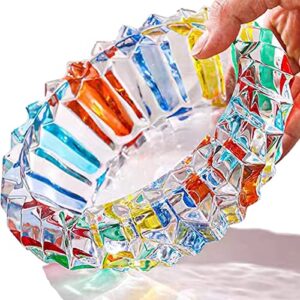 crystal colorful ashtray, cigar cigarettes ash tray holder home office desktop tabletop decoration (5.5")