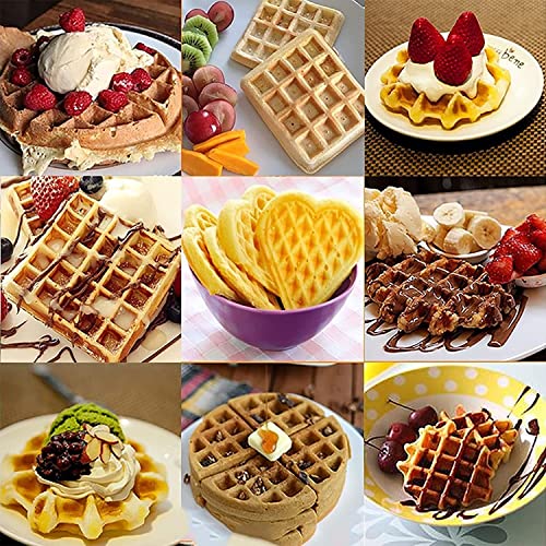 16 Slice Round Waffle Maker, 1750W Commercial Stainless Steel Waffle Machine, Smart Control Panel, LED Indicator, 0-300°C Adjustable Temperature, 5min Timing Function, Constant Temperature Heat