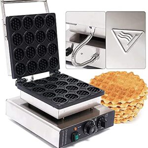 16 Slice Round Waffle Maker, 1750W Commercial Stainless Steel Waffle Machine, Smart Control Panel, LED Indicator, 0-300°C Adjustable Temperature, 5min Timing Function, Constant Temperature Heat