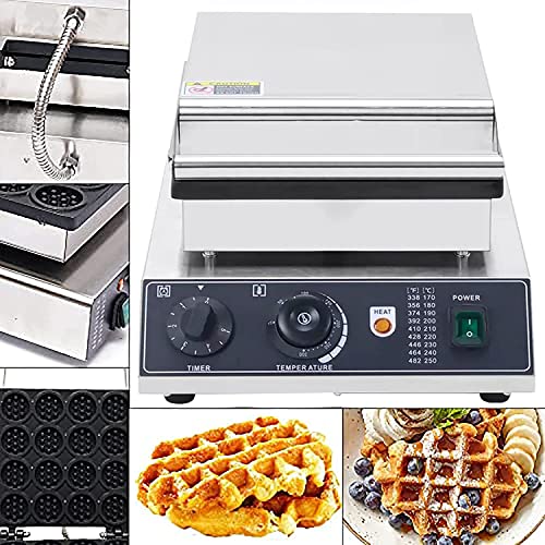 16 Slice Round Waffle Maker, 1750W Commercial Stainless Steel Waffle Machine, Smart Control Panel, LED Indicator, 0-300°C Adjustable Temperature, 5min Timing Function, Constant Temperature Heat