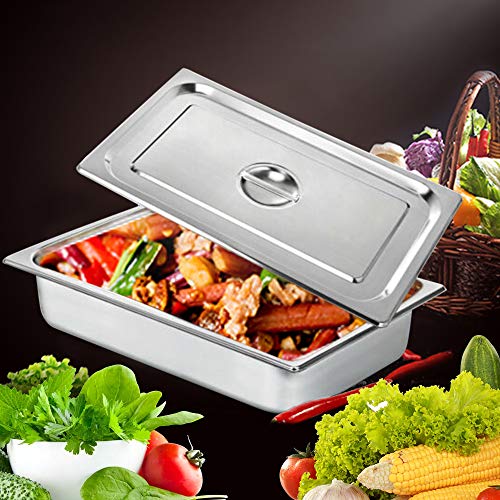 4 Pack Hotel Pan 4" Deep Steam Table Pan with Lid 20" L x 12" W Food Prep Pans Stainless Steel Catering Food Buffet Non-stick Pan