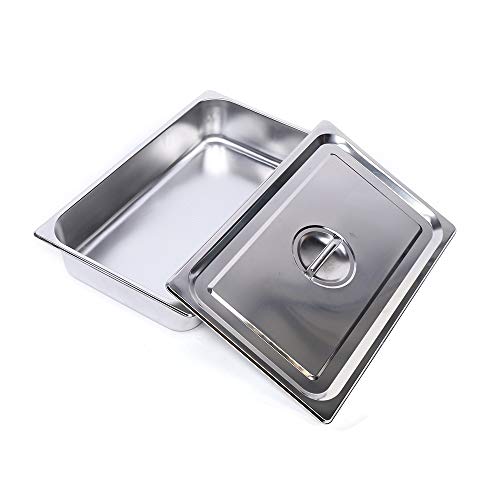 4 Pack Hotel Pan 4" Deep Steam Table Pan with Lid 20" L x 12" W Food Prep Pans Stainless Steel Catering Food Buffet Non-stick Pan