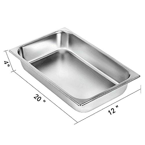 4 Pack Hotel Pan 4" Deep Steam Table Pan with Lid 20" L x 12" W Food Prep Pans Stainless Steel Catering Food Buffet Non-stick Pan