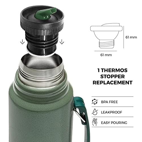 Stanley Thermos Stopper replacement for yerba mate drinking - Convert Stanley Thermos to Yerba Mate Termo Pico Mate/Pico cebador Stopper with High Precision Flow (Green)