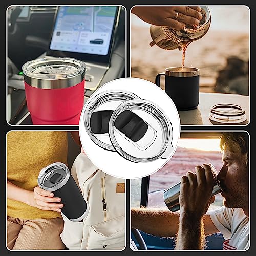 Ullnosoo Tumbler Lids for Yeti, 2 Pack Magnetic Replacement Cup Covers for 20 oz Tumbler, 10/24 oz Mug, 10 oz Lowball, 16 oz Pint, for Rambler, Ozark Trail, Old Style Rtic, Coffee Tumbler Leak Proof