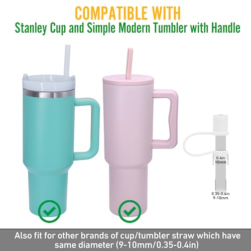 MLKSI 15pcs Straw Cover for Stanley Cup Accessories, 10mm Straw Topper for Stanley Tumbler Simple Modern 40 oz Tumbler with Handle, Extra Long Straw Cap for Stanley Water Bottle