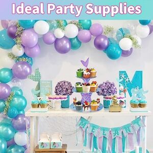 Mermaid Cupcake Stand, Little Mermaid Party Decorations 2023, Mermaid Birthday Decorations, Mermaid Theme Party Favors Supplies, 3 Tier Cupcake Tower Holder for Mermaid Baby Shower Decor Girls