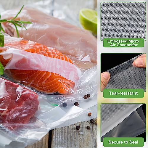 Dandat 600 Count Food Vacuum Sealer Bags 8 x 12 Inches Food Bags with Vacuum Seal Freezer Bags for Sous Vide Vacuum Sealer Precut Bags