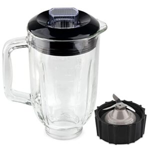 veterger replacement parts 5-cups glass jar with blade and cap,compatible with black&decker 10-speed blender bl2010bpa/bl2010bp/ bl2020s/ bl-2020/ bl2010bg