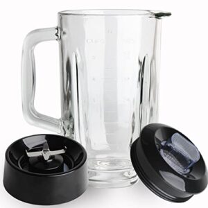 Anbige Replacement Parts 5-Cups Glass Jar with blade and collar,Compatible with Black&Decker Blender BL1110BG/ BL1120BG/ BL1130SG/ BL1220GG/ BL1210RG/ BL1230SG/ BL1820SGM