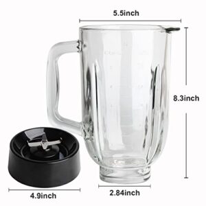 Anbige Replacement Parts 5-Cups Glass Jar with blade and collar,Compatible with Black&Decker Blender BL1110BG/ BL1120BG/ BL1130SG/ BL1220GG/ BL1210RG/ BL1230SG/ BL1820SGM