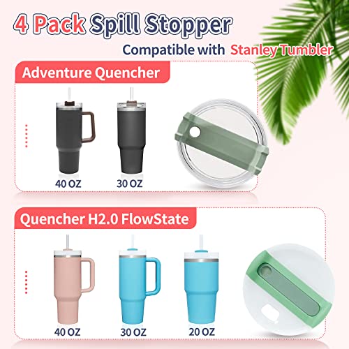 4 Pack Silicone Spill Stopper Set for Stanley Tumbler, Compatible with Stanley 40oz Tumbler with Handle, Leak Stopper for Stanley 30oz Tumbler with Handle, for Stanley Cup Accessories (White)…