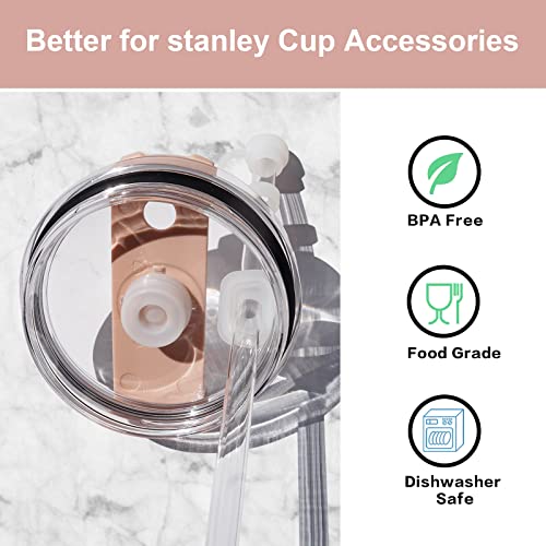 Straw Cover Spill Stopper Compatible with Stanley Cup 40 oz 30 oz Quencher H1.0, 2 Silicone Straw Cover Cap, 4 Leak Sproof Stopper for Stanley Tumbler Accessories