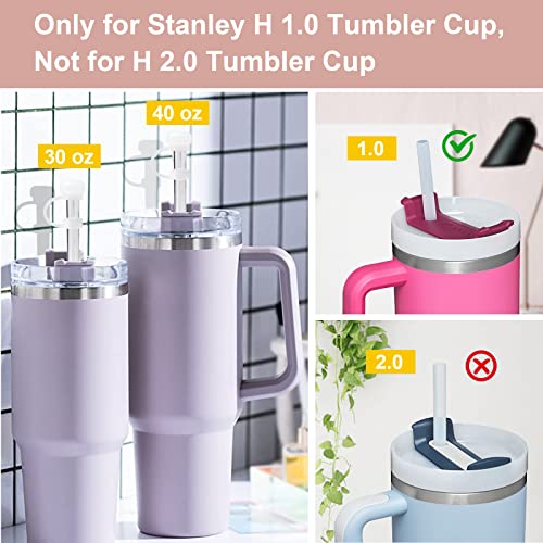 Straw Cover Spill Stopper Compatible with Stanley Cup 40 oz 30 oz Quencher H1.0, 2 Silicone Straw Cover Cap, 4 Leak Sproof Stopper for Stanley Tumbler Accessories