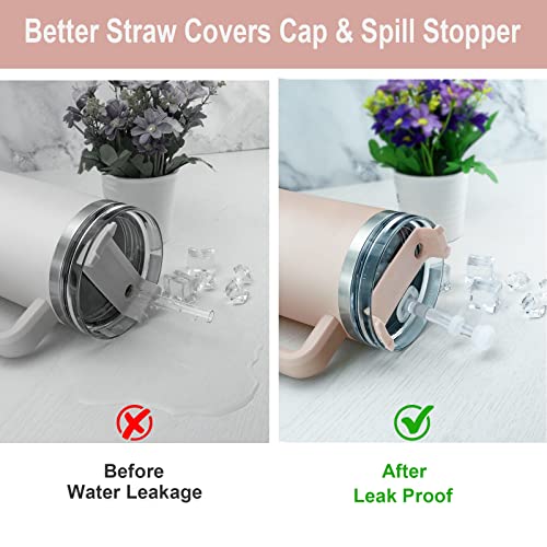 Straw Cover Spill Stopper Compatible with Stanley Cup 40 oz 30 oz Quencher H1.0, 2 Silicone Straw Cover Cap, 4 Leak Sproof Stopper for Stanley Tumbler Accessories