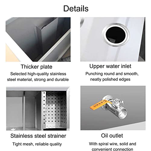 QXIUDDYS Top Inlet Commercial Grease Interceptor with Removable Baffles Waste Oil-Water Separator Under Sink Grease Trap for Restaurant Factory Home Kitchen,2waterintake