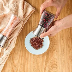 PARACITY Pepper Grinder 6.7 OZ, Adjustable Coarseness Salt Grinder, Stainless Steel Pepper Mill with Ceramic Rotor, Salt and Pepper Grinder, Salt & Spice Shakers with Cleaning Brush (1 Pack)