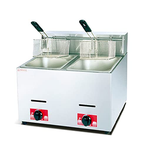 Commercial Deep Fryer,Large Capacity Commercial Countertop Gas Fryer,Two Tank Outdoor Countertop Fryers for Restaurant Home Fries Chip,Double Cylinder