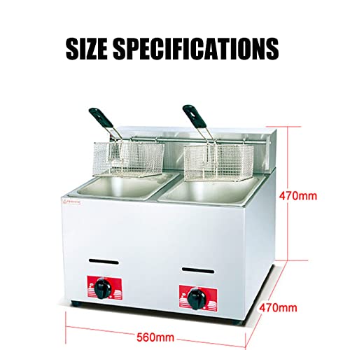 Commercial Deep Fryer,Large Capacity Commercial Countertop Gas Fryer,Two Tank Outdoor Countertop Fryers for Restaurant Home Fries Chip,Double Cylinder