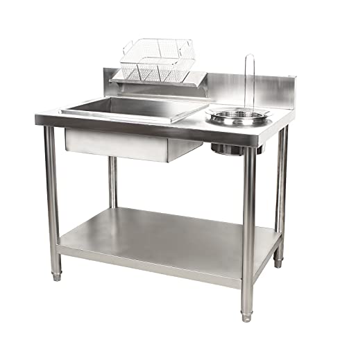 KOLHGNSE Commercial Breading Table Fried Chicken Station Stainless Steel Kitchen Prepare Workdesk Fry Food Chicken Fish Prepare Workdesk for Restaurant, Home and Hotel