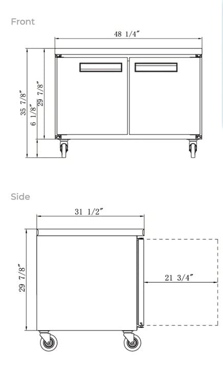 CUC50F 2-Door Undercounter Commercial Freezer