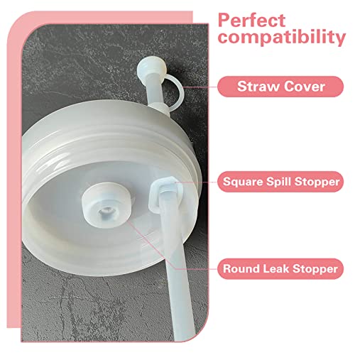 Silicone Spill Proof Stopper, Compatible with H1.0 & H2.0 Stanley Cup Spill Stopper Tumbler Accessories, Including 2 Straw Cover Cap, 2 Square Spill Stopper and 2 Round Leak Stopper