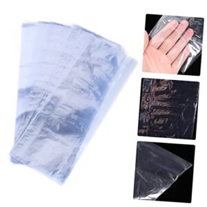 TEHAUX 100pcs Plastic Film Clear Packing Bags Shrink Wrap Bags Transparency Film Food Wrap Film Heat Sealer Soap Wrap Packaging Film Sealer Bags Shrinkable Wrapping Bag PVC Transparent CD