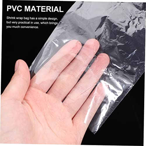 TEHAUX 100pcs Plastic Film Clear Packing Bags Shrink Wrap Bags Transparency Film Food Wrap Film Heat Sealer Soap Wrap Packaging Film Sealer Bags Shrinkable Wrapping Bag PVC Transparent CD