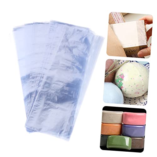 TEHAUX 100pcs Plastic Film Clear Packing Bags Shrink Wrap Bags Transparency Film Food Wrap Film Heat Sealer Soap Wrap Packaging Film Sealer Bags Shrinkable Wrapping Bag PVC Transparent CD