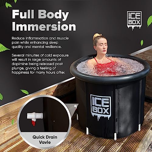 IceBox - Ice Bath Tub Outdoor with Lid: 320L Cold Water Therapy Tub for Recovery and Cold Plunge, 4 Layers Portable Ice Bath Plunge Pool, Cold Plunge Tub