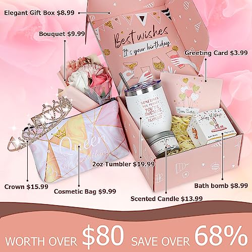 Birthday Gifts for Women - Best Happy Birthday Gifts Box for Women for 20th 30th 40th 50th 60th - Unique Inspirational Gifts Baskets Ideas for Her, Mom, Sister, Best Friend, Wife, Girlfriend, Daughter