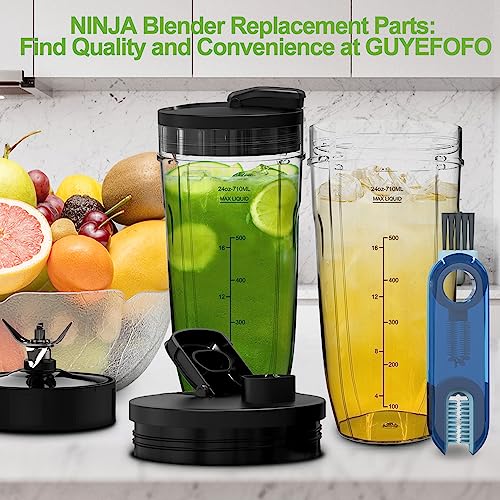 2 Pack Replacement 24oz Nutri Ninja Blender Cup with Leakproof Lid, 24 Oz Cups For Ninja Auto iQ BL480 BL482 BL642 BL682 BL450 BN401 BN751 BN801 Foodi SS351 SS151 SS401 Ninja Blender Auto iQ Blade