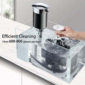 NEWTRY Electric Glass Washer, Commercial Wine Cups Cleaning Machine with 5 Brushes for Bars, Restaurants, Hotels