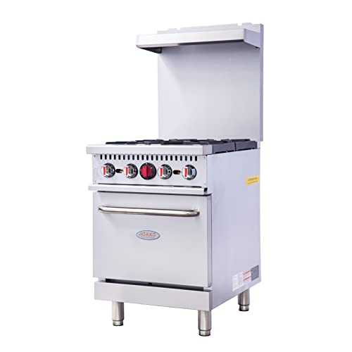 Hakka 24" Gas Range Stove with 4 Powerful Burners, 30,000X4 output for Commercial Kitchens