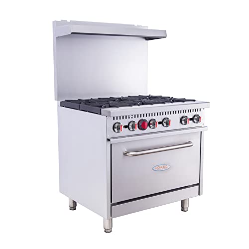 HAKKA 36" Gas Range Stove with 6 Powerful Burners, 30000X6 output for Commercial Kitchens