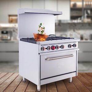 HAKKA 36" Gas Range Stove with 6 Powerful Burners, 30000X6 output for Commercial Kitchens