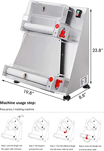 HACSYP Pizza Press, 370W Pizza Dough Roller Sheeter Machine, Automatic Commercial Dough Sheeter Maker, Household Pizza Dough Tools