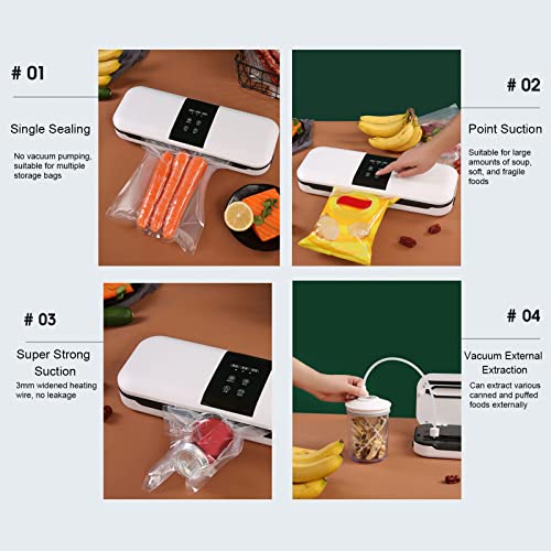 jerss Vacuum Sealing Machine, ABS Plastic 100W Strong Suction Kitchen Vacuum Sealer with 10PCS Bags for Food Packaging (US Plug 110V)