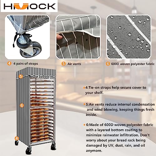 HMOCK Pan Bun Rack Cover for Commercial Bun Pan Bakery Rack - 20 Sheet,Waterproof and Dustproof Bun Rack Cover,23" W x 28" D x 64"