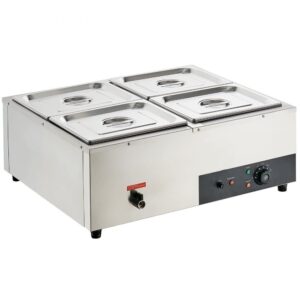 Commercial Food Warmer, 4-Pan Electric Steam Table with 12QT Pans, Stainless Steel Countertop Buffet Bain Marie